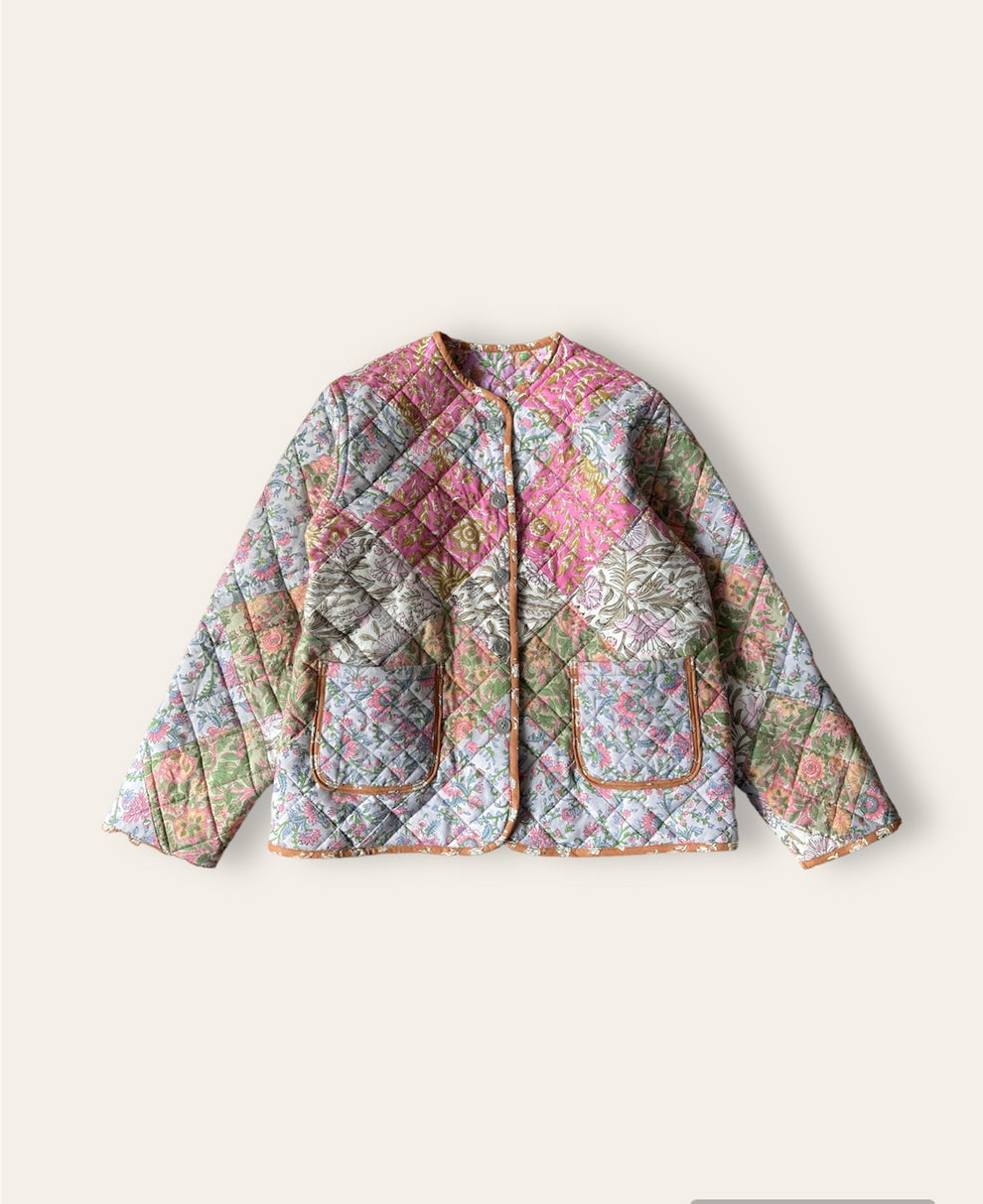 Hand Block Print Fabric Patchwork Puff Jacket – MOJORA
